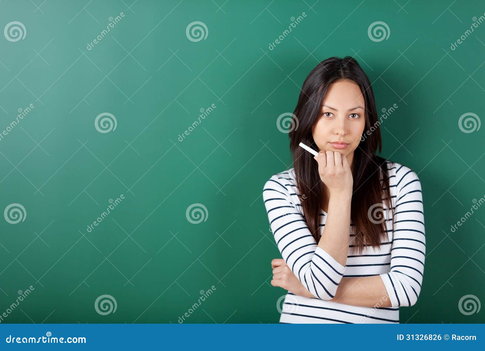 Female Student Looking Seriously in School Stock Photo - Image of ...
