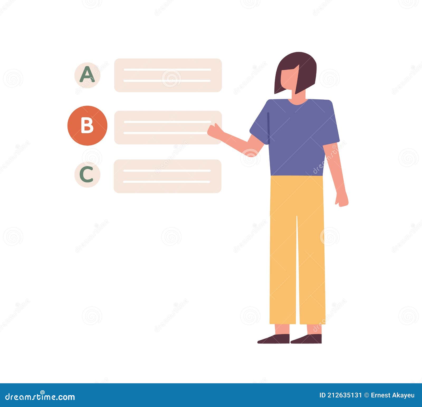 Female Student Passing Test, and Choosing Wrong Answer. Woman Making ...