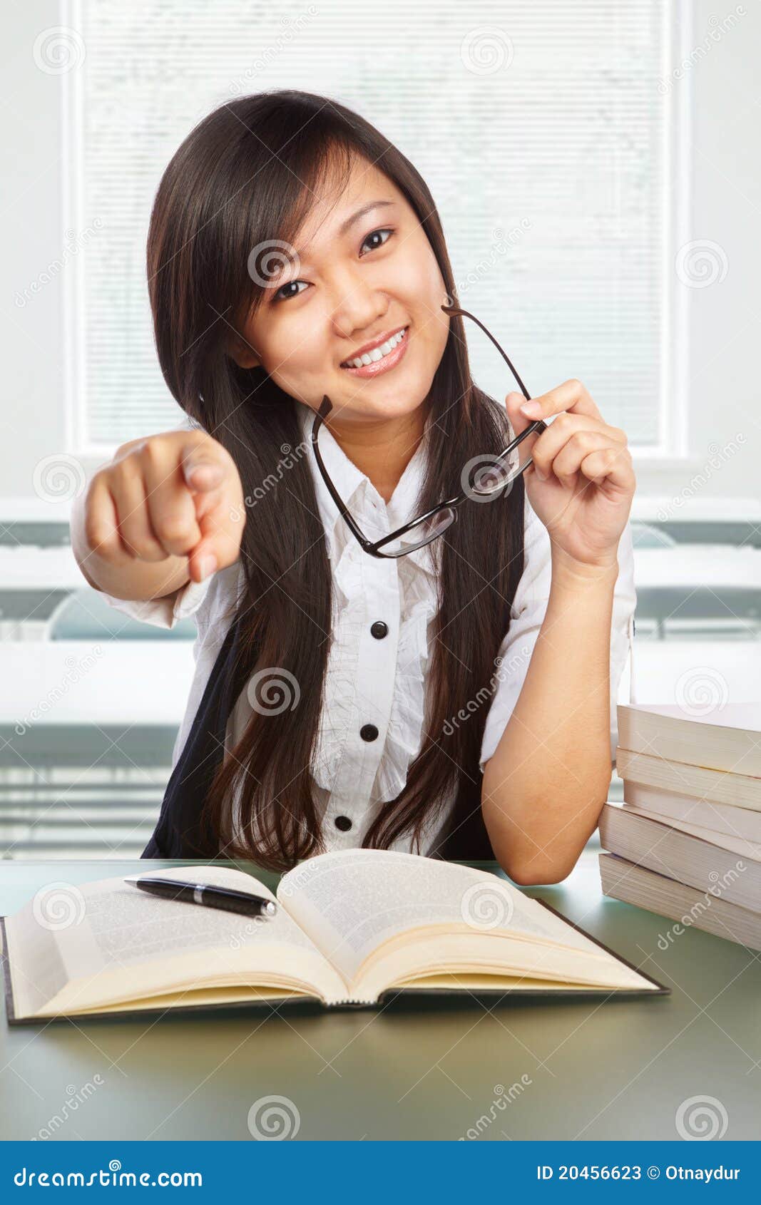 Female Student Pointing at Camera Stock Image - Image of beautiful ...