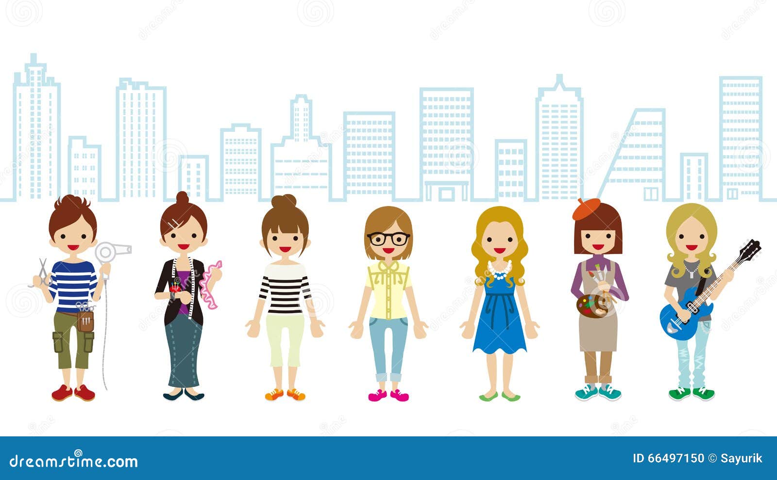 Female Student and Professional Occupation- Cityscape Background Stock ...