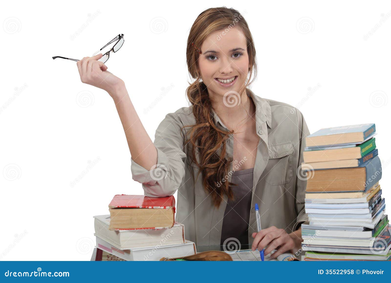 Female student revising stock photo. Image of educational - 35522958