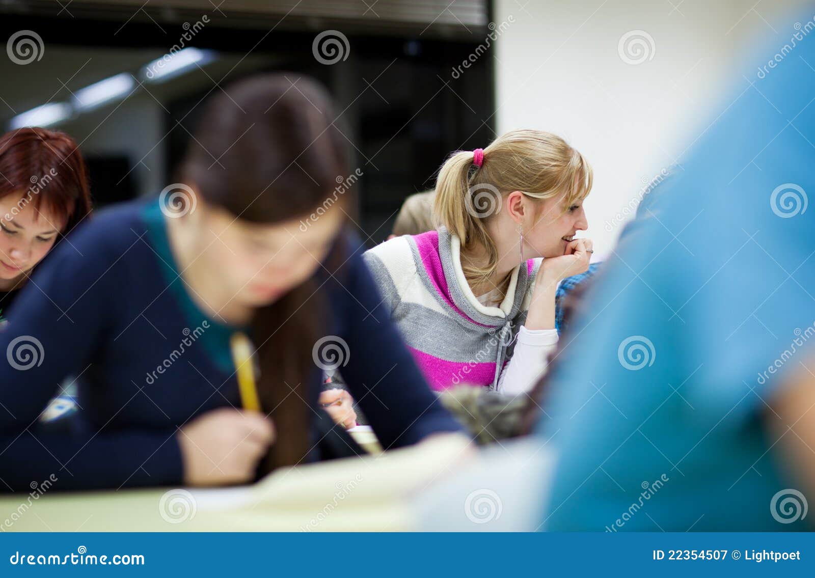 Female Student Sitting in a Classroom Stock Image - Image of color ...