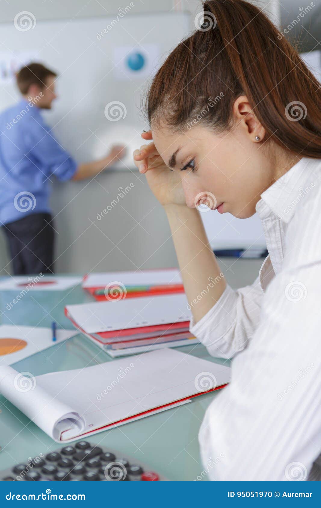 Female Student Sitting by Desk at Math Class Stock Photo - Image of ...