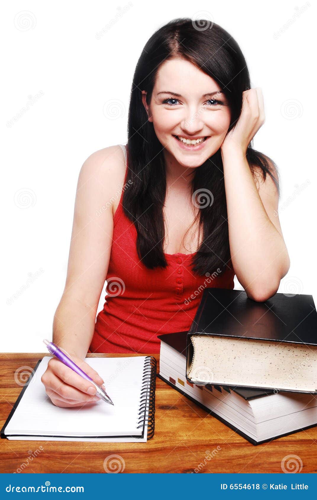 Female Student Smiling with Books Stock Photo - Image of happiness ...