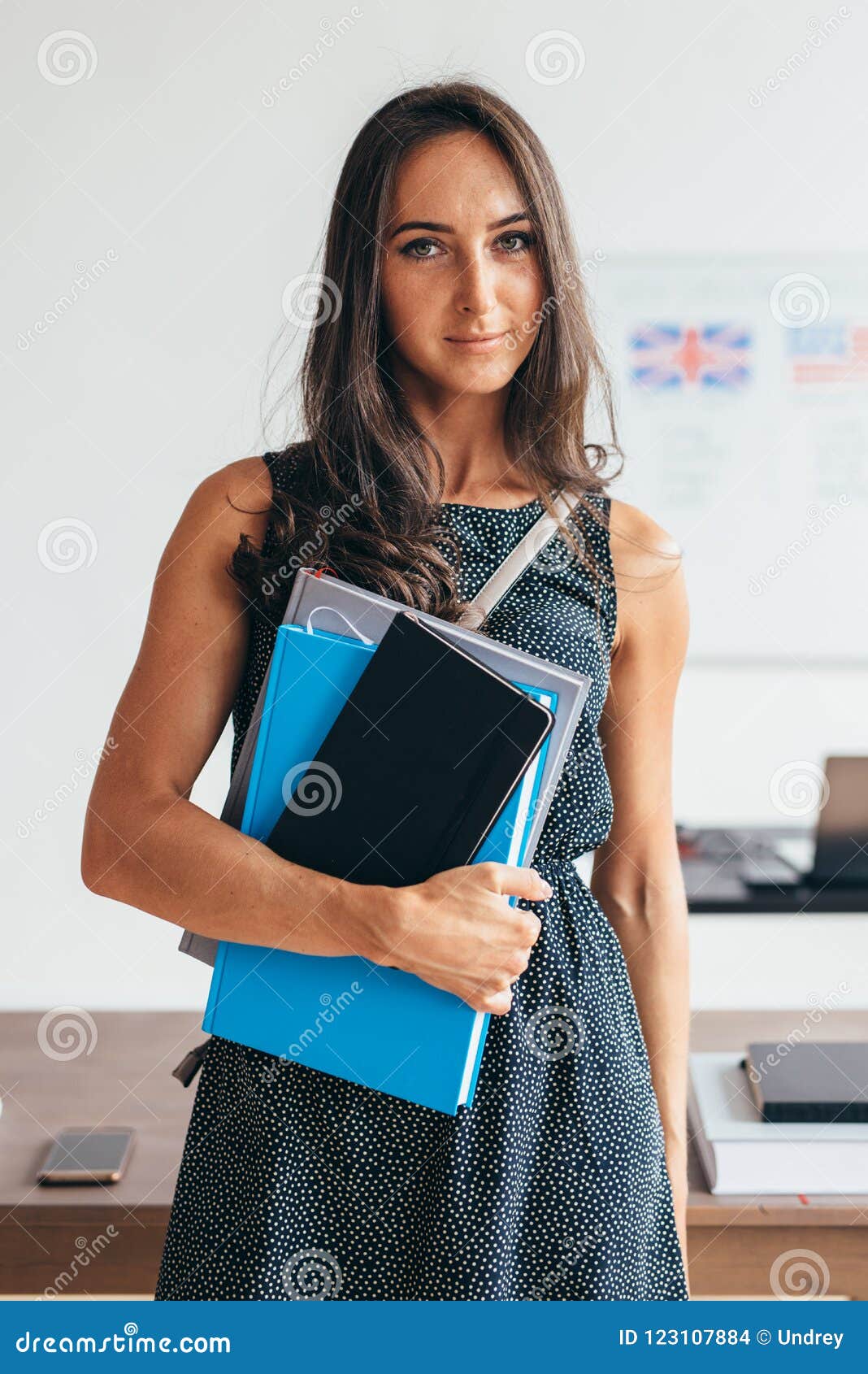 Female Student Smiling and Looking at Camera. Stock Photo - Image of ...