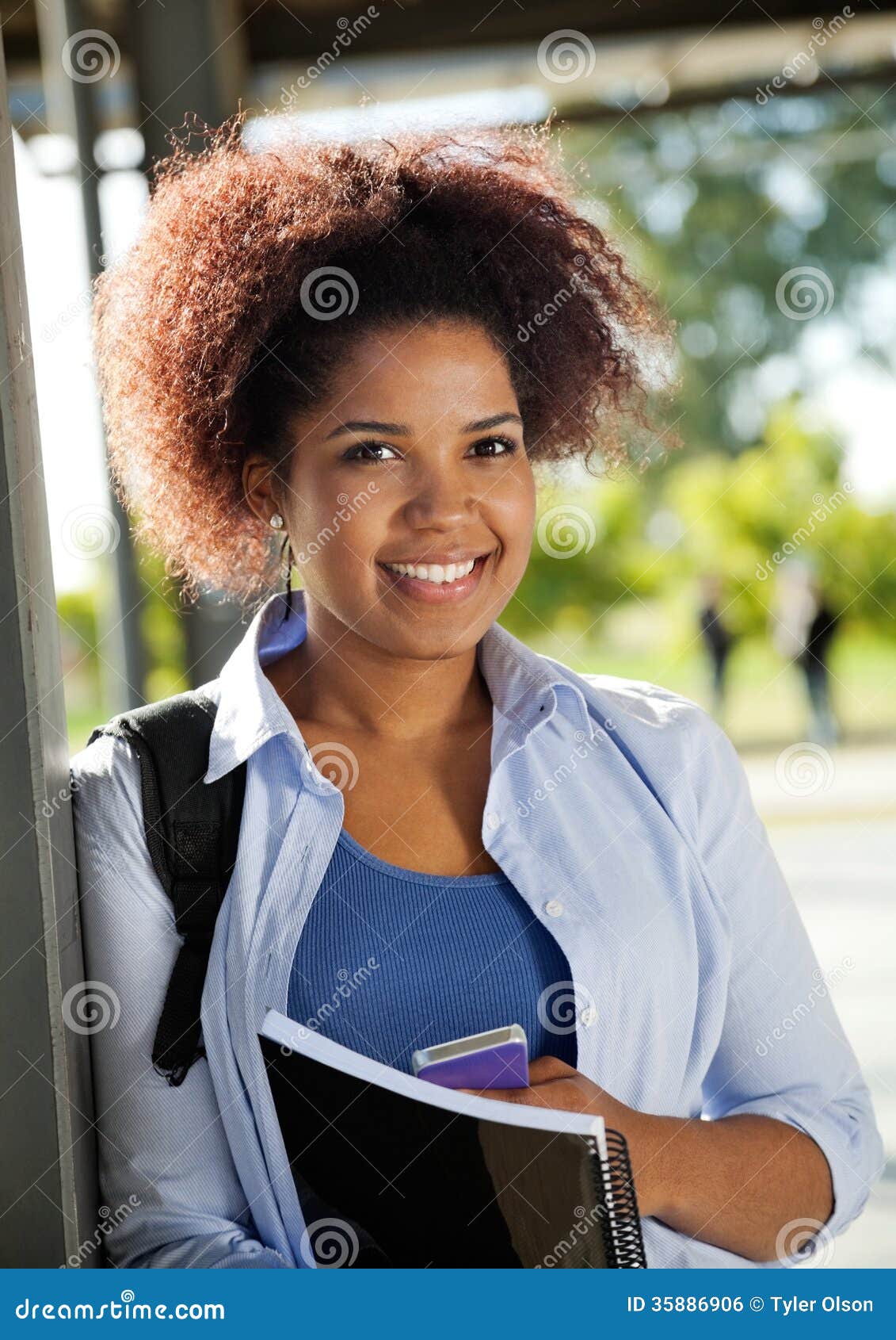 Female Student Smiling on University Campus Stock Photo - Image of ...