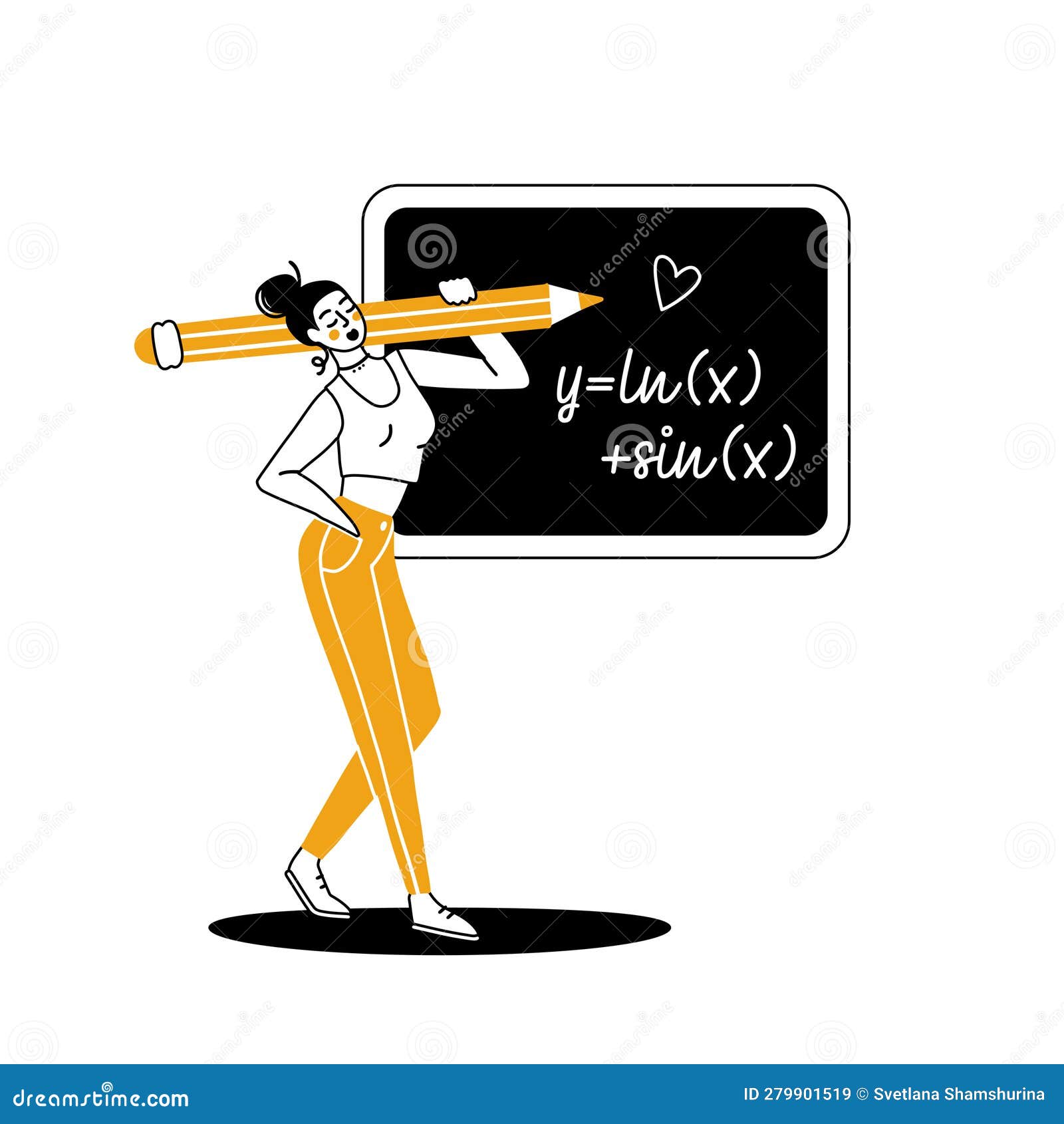 Female Student Solving a Math Problem at Blackboard in Classroom. Girl ...