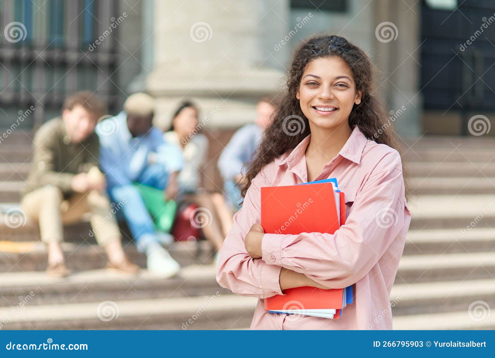 Female Student Standing in Front of the University Building. Stock ...