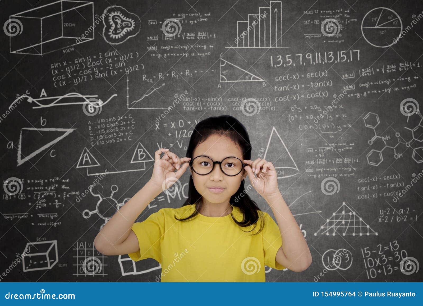 Female Student Standing with Mathematics Formula Stock Photo - Image of ...