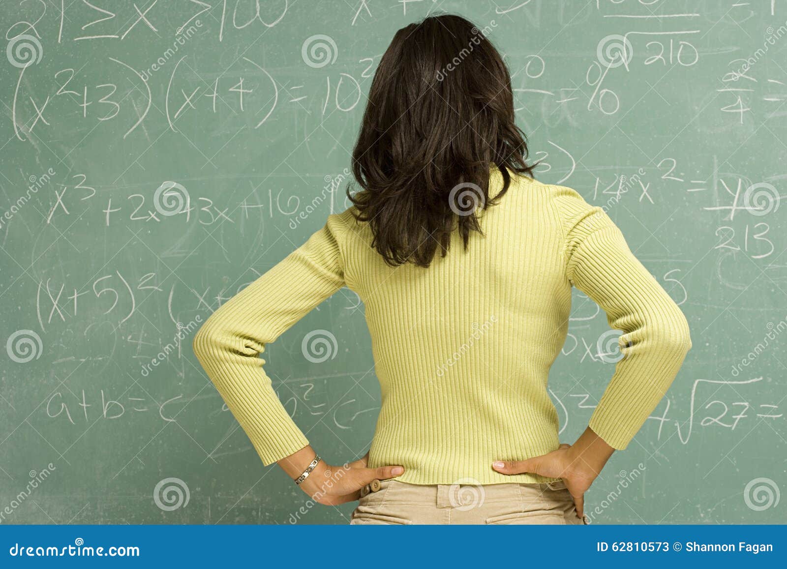 Female Student Stood in Front of Blackboard Stock Image - Image of ...