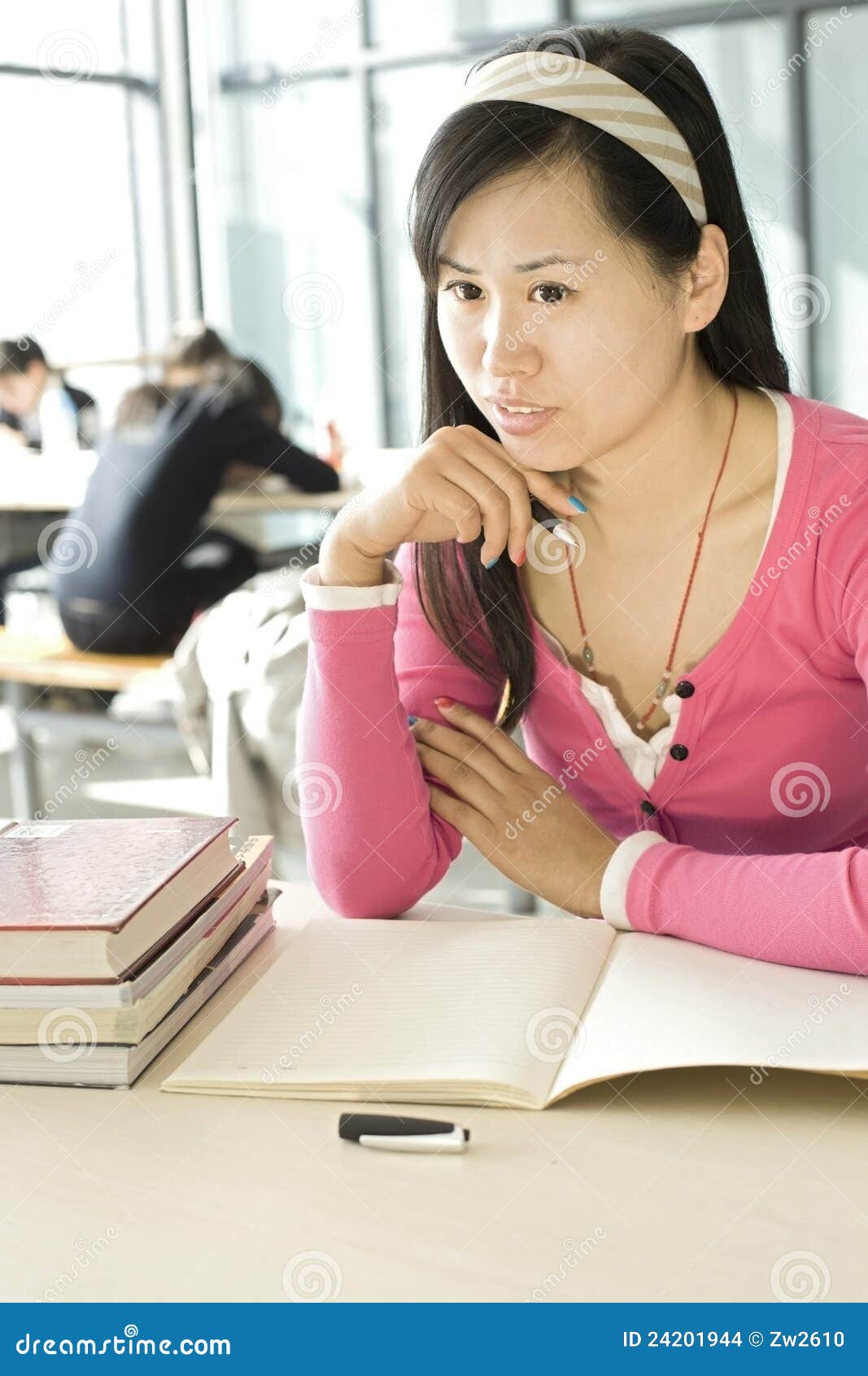 A Female Student is Studying Stock Photo - Image of idear, table: 24201944