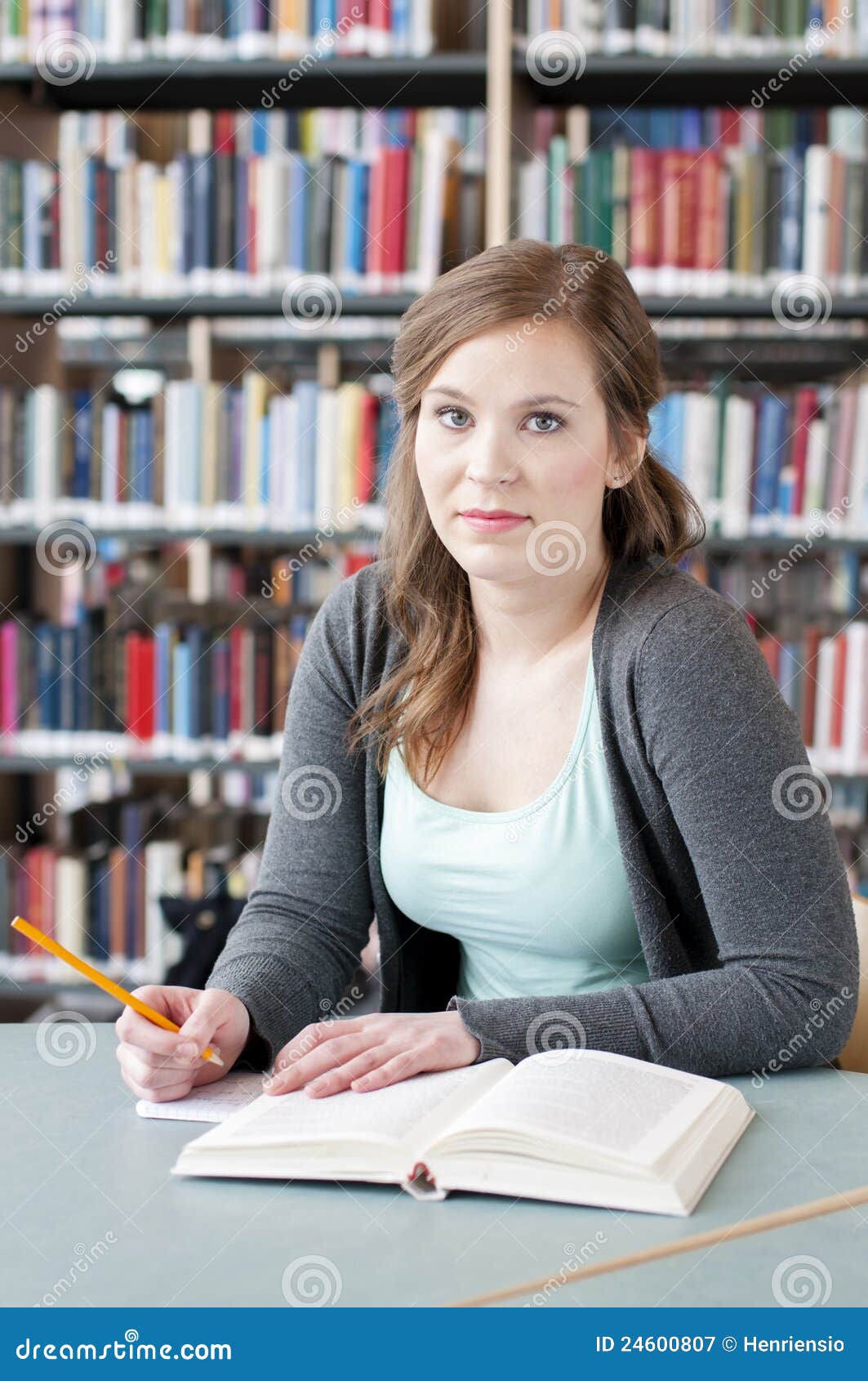 Female student studying stock image. Image of learn, looking - 24600807