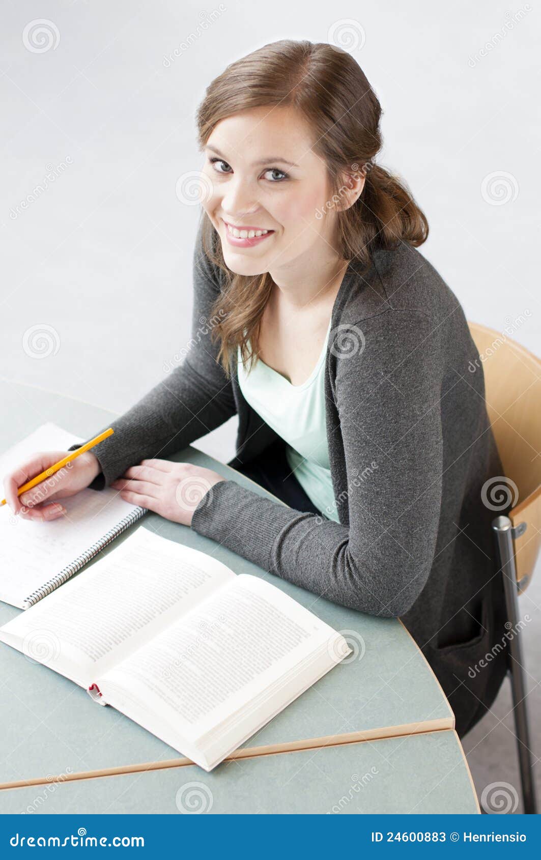 Female student studying stock image. Image of girl, brunette - 24600883