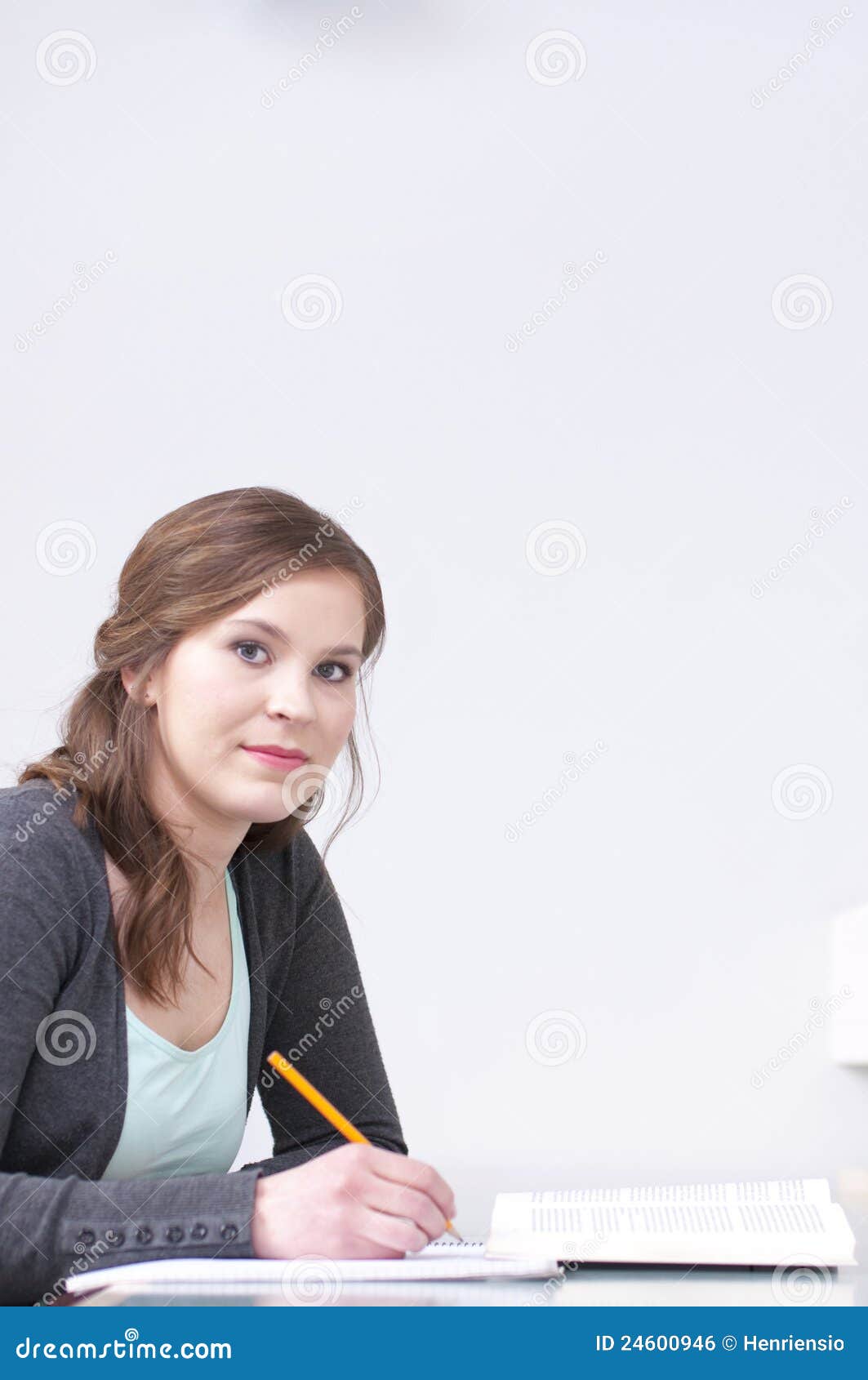 Female student studying stock photo. Image of brunette - 24600946