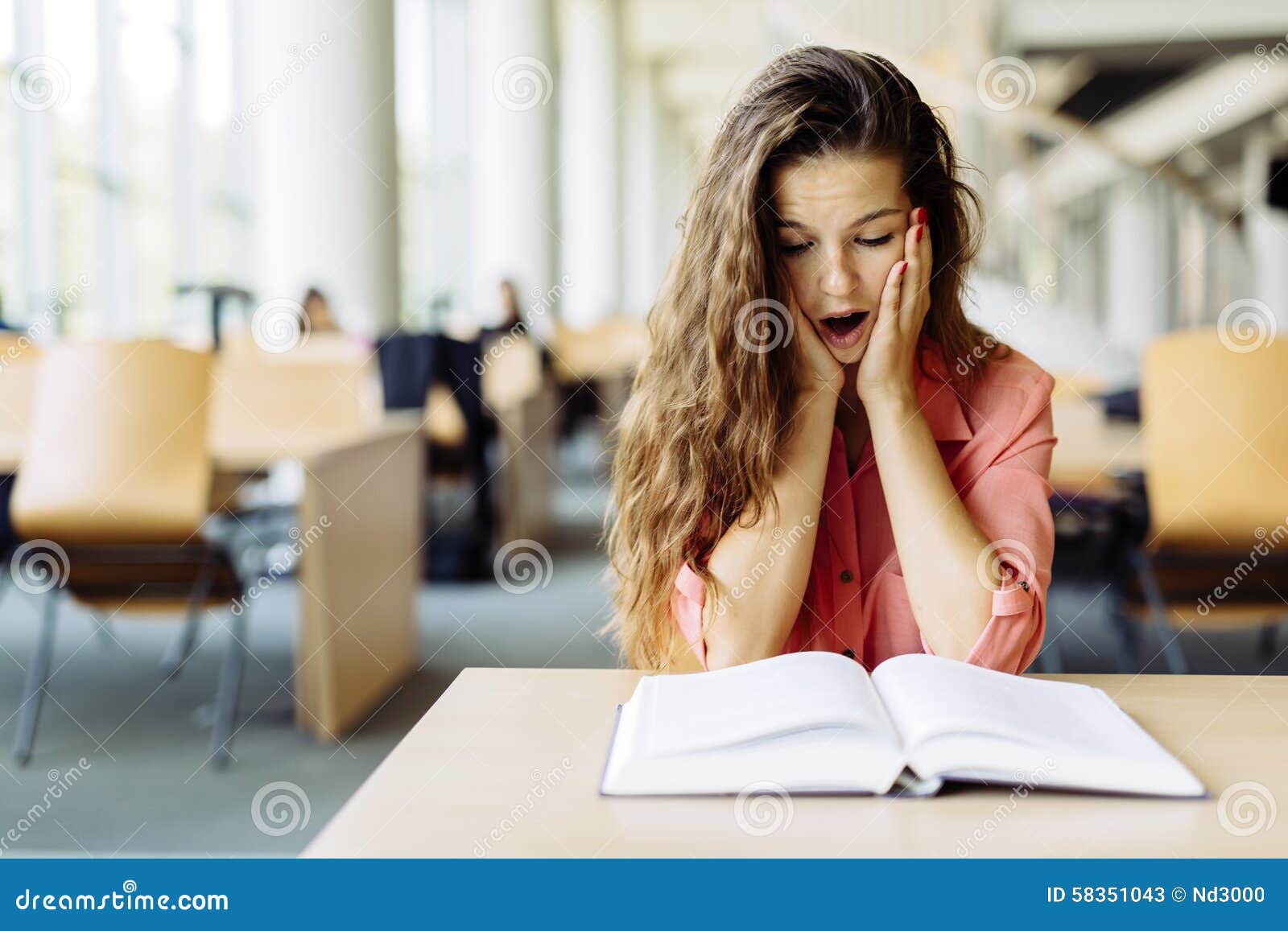 Female Student Studying in Library Stock Image - Image of school, desk ...