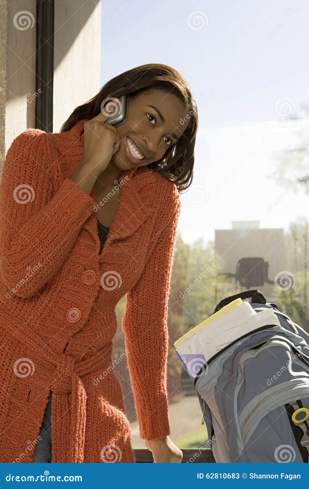 Female Student Talking on a Cellular Phone Stock Image - Image of ...
