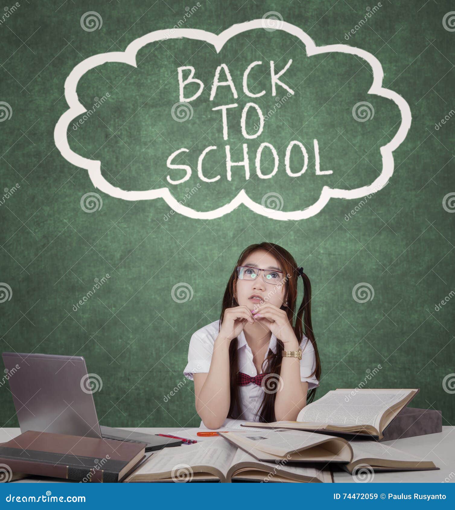 Female Student and Text of Back To School Stock Image - Image of ...
