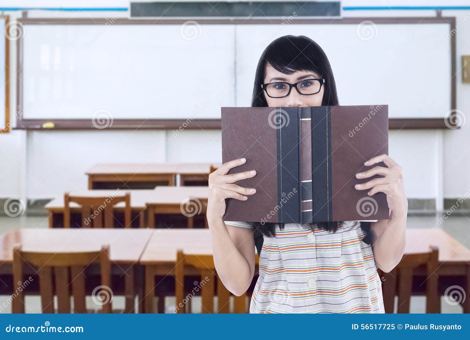 Female Student with Textbook in Class Stock Image - Image of indian ...
