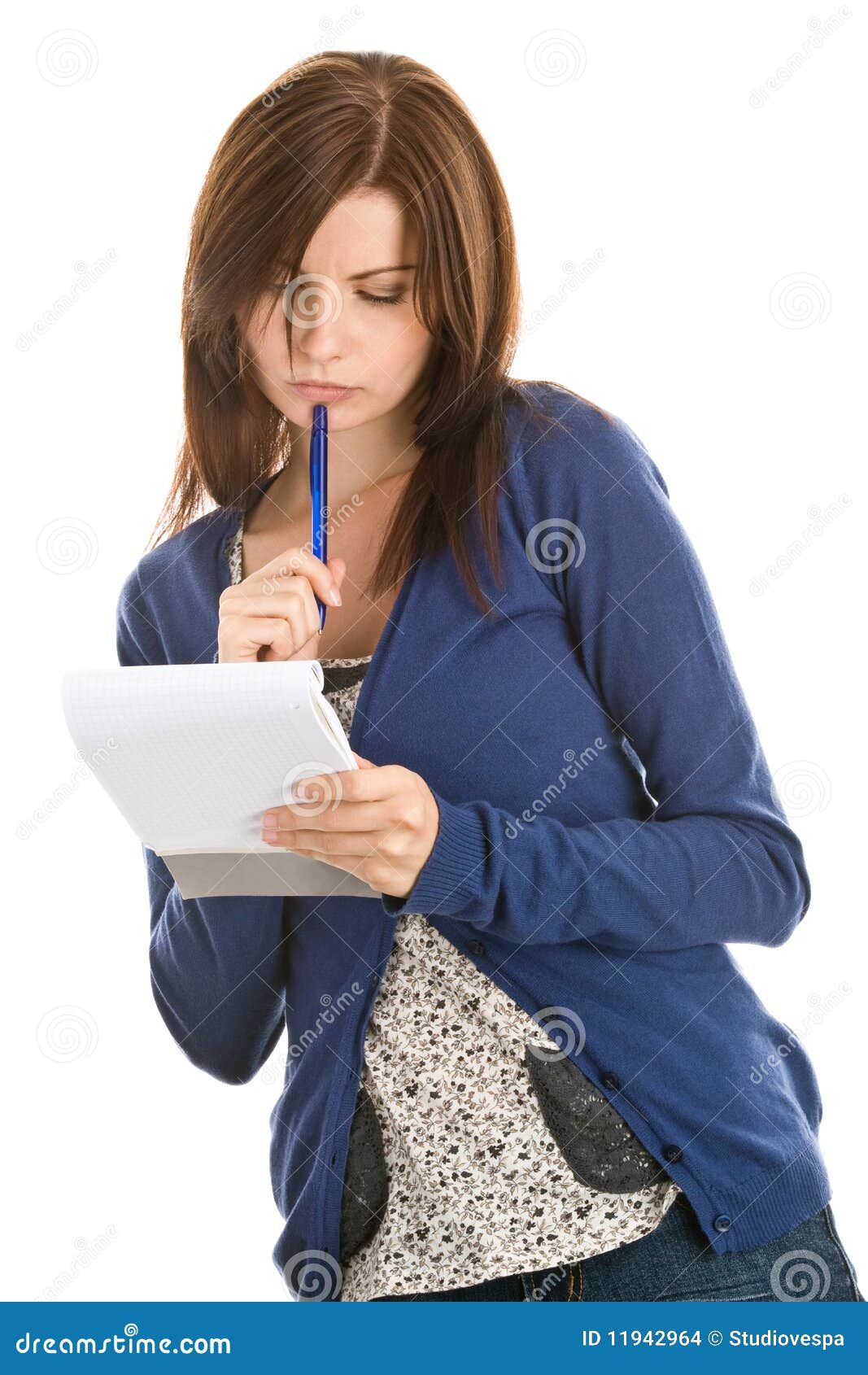 Female student thinking stock photo. Image of background - 11942964