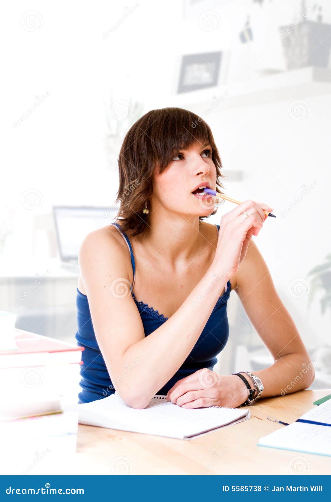 Female student thinking stock photo. Image of studies - 5585738