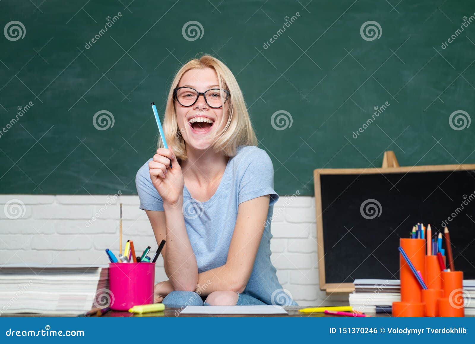 Female Student Thinking about Coursework in University. Student and ...