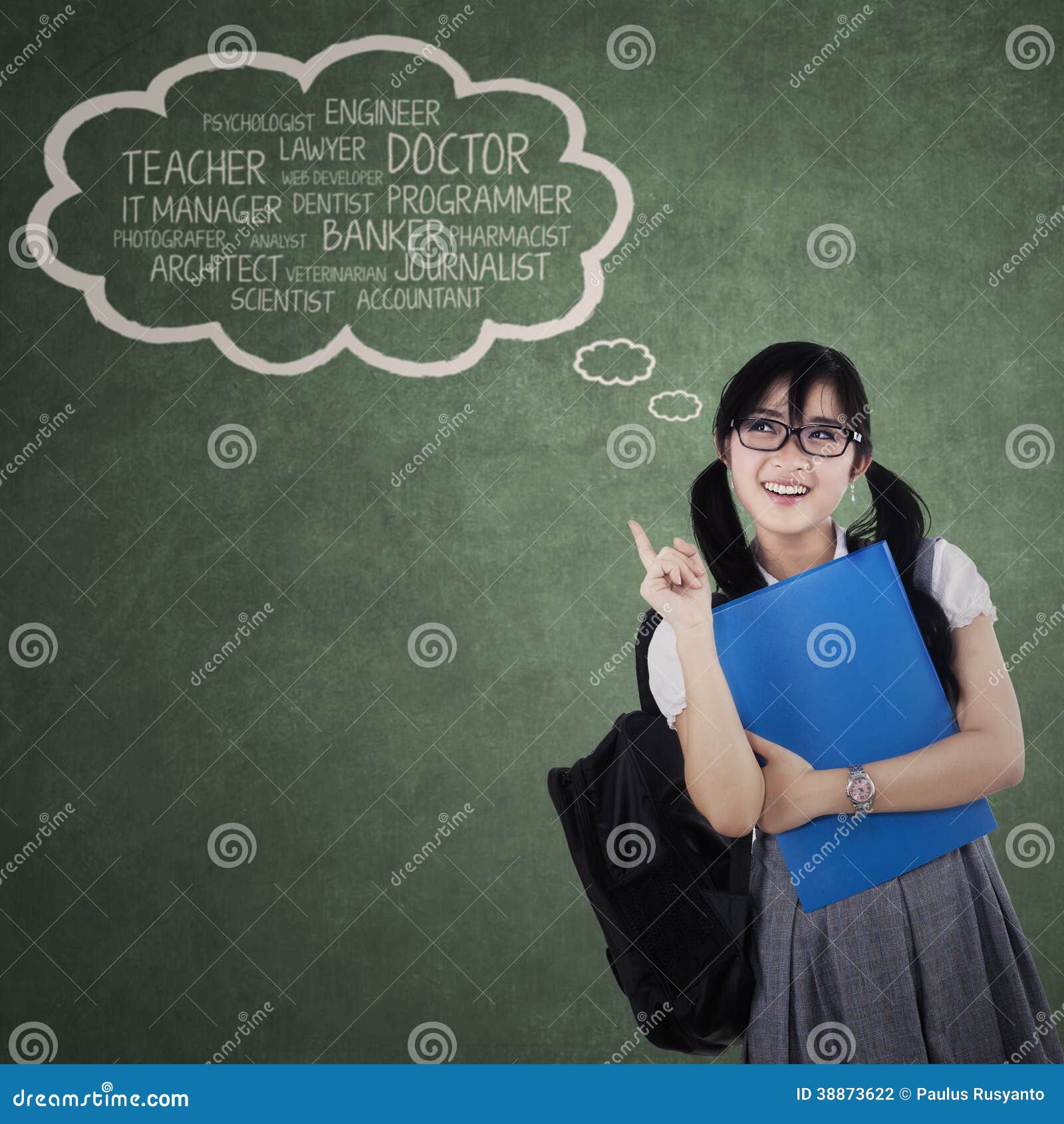 Female Student Thinking Her Dreams Stock Photo - Image of female ...