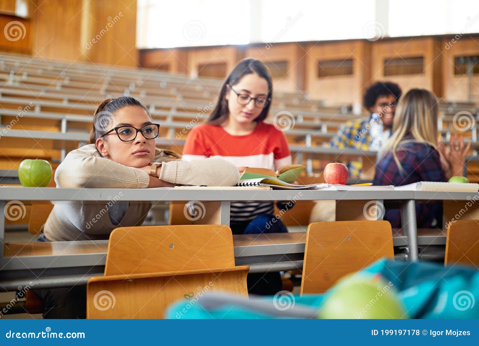 Female Student Thinking about the Lecture at the Break Stock Photo ...