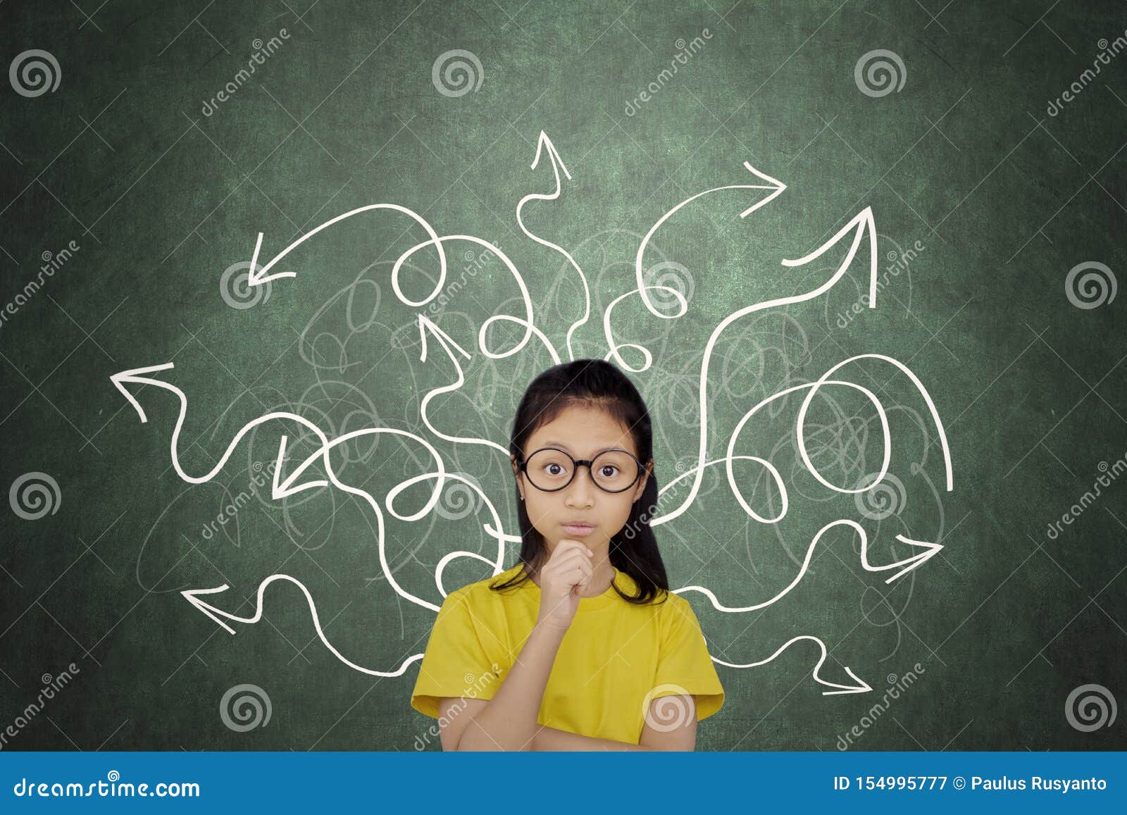 Female Student Thinking Something in Classroom Stock Image - Image of ...