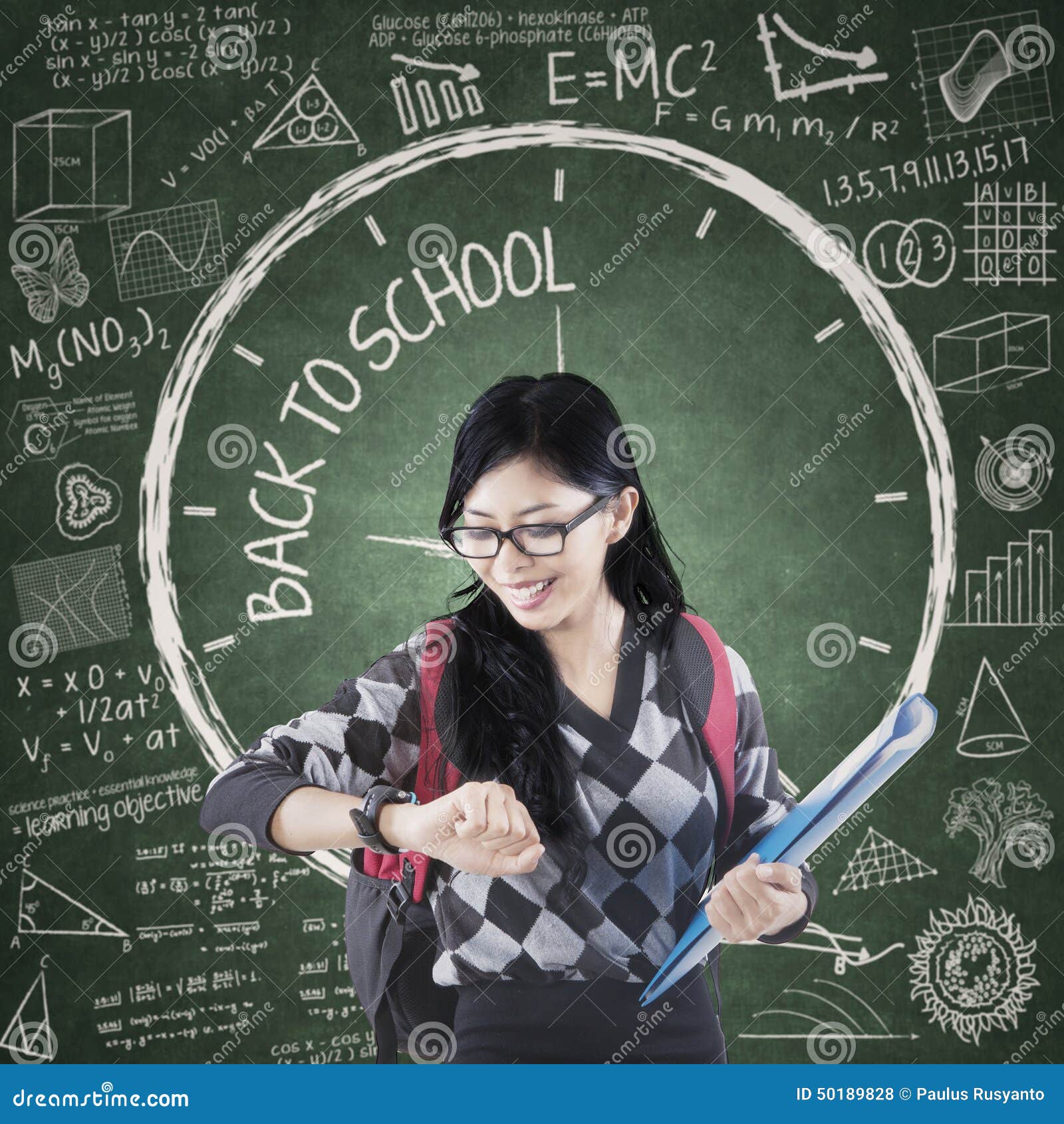Female Student with Time of Back To School Stock Photo - Image of ...