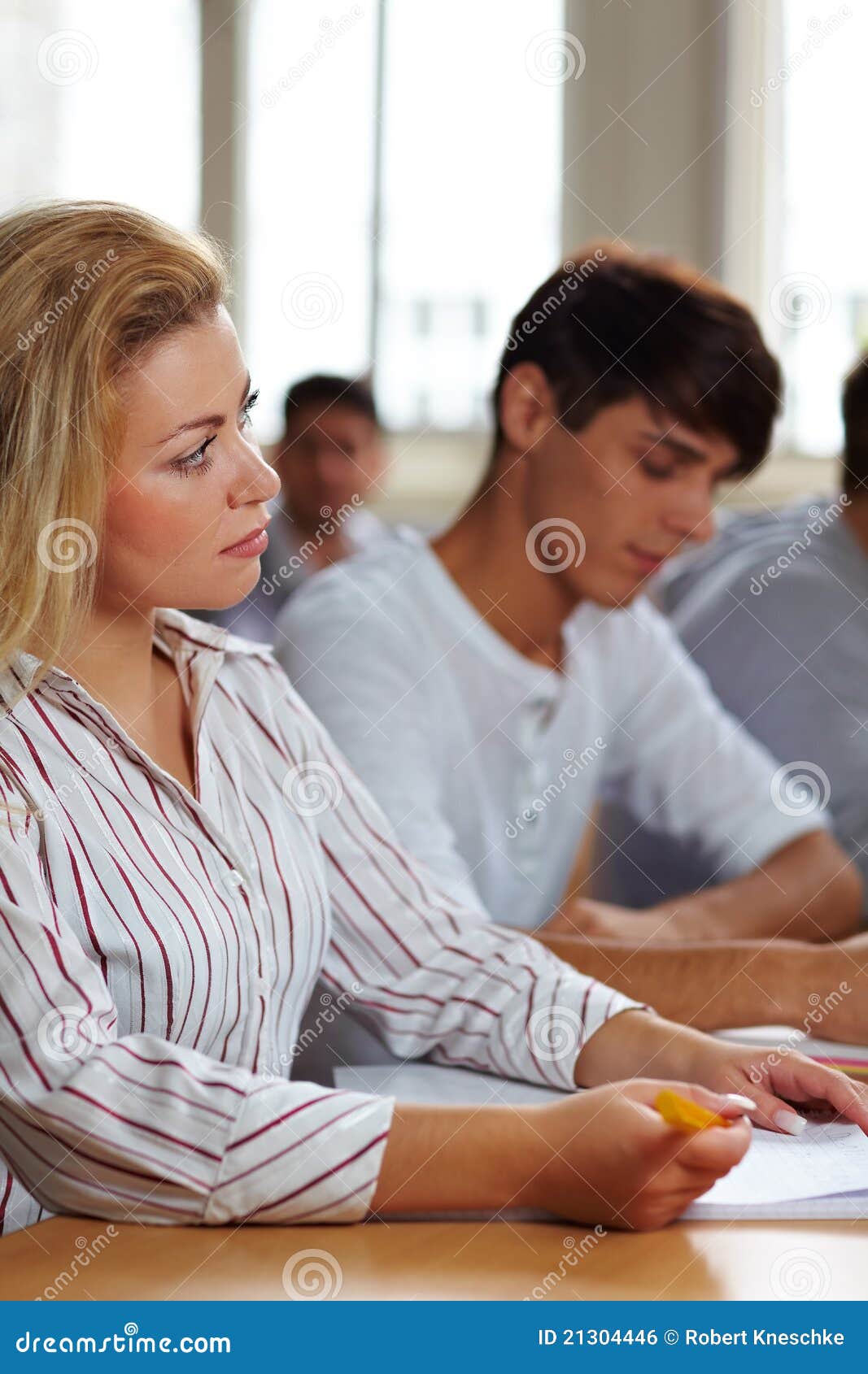 Female Student in University Class Stock Photo - Image of education ...