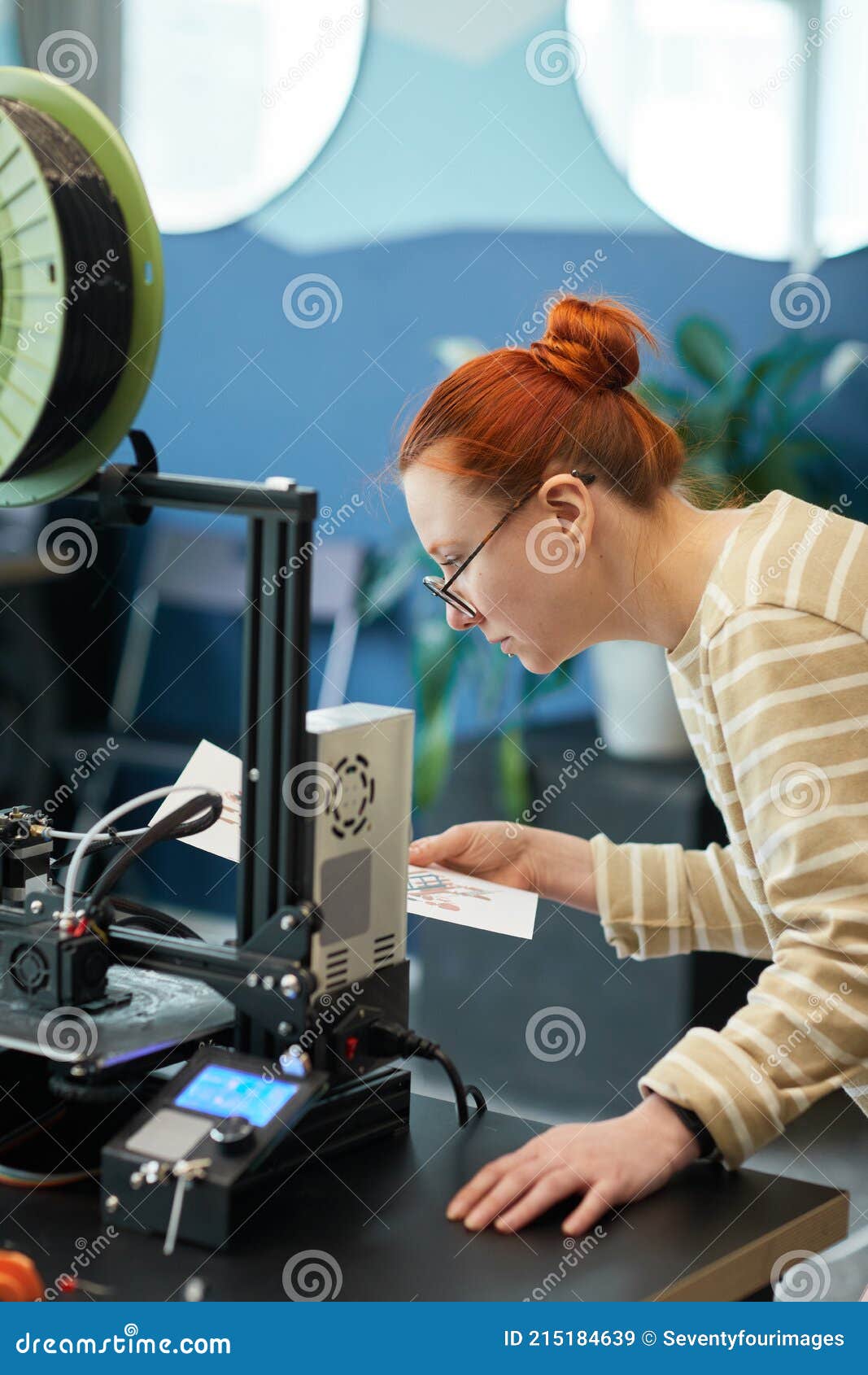 Female Student Using 3D Printer in Engineering Class Stock Image ...