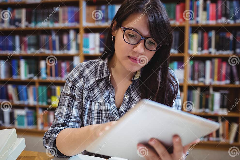 Female Student Using Digital Tablet Stock Image - Image of digital ...