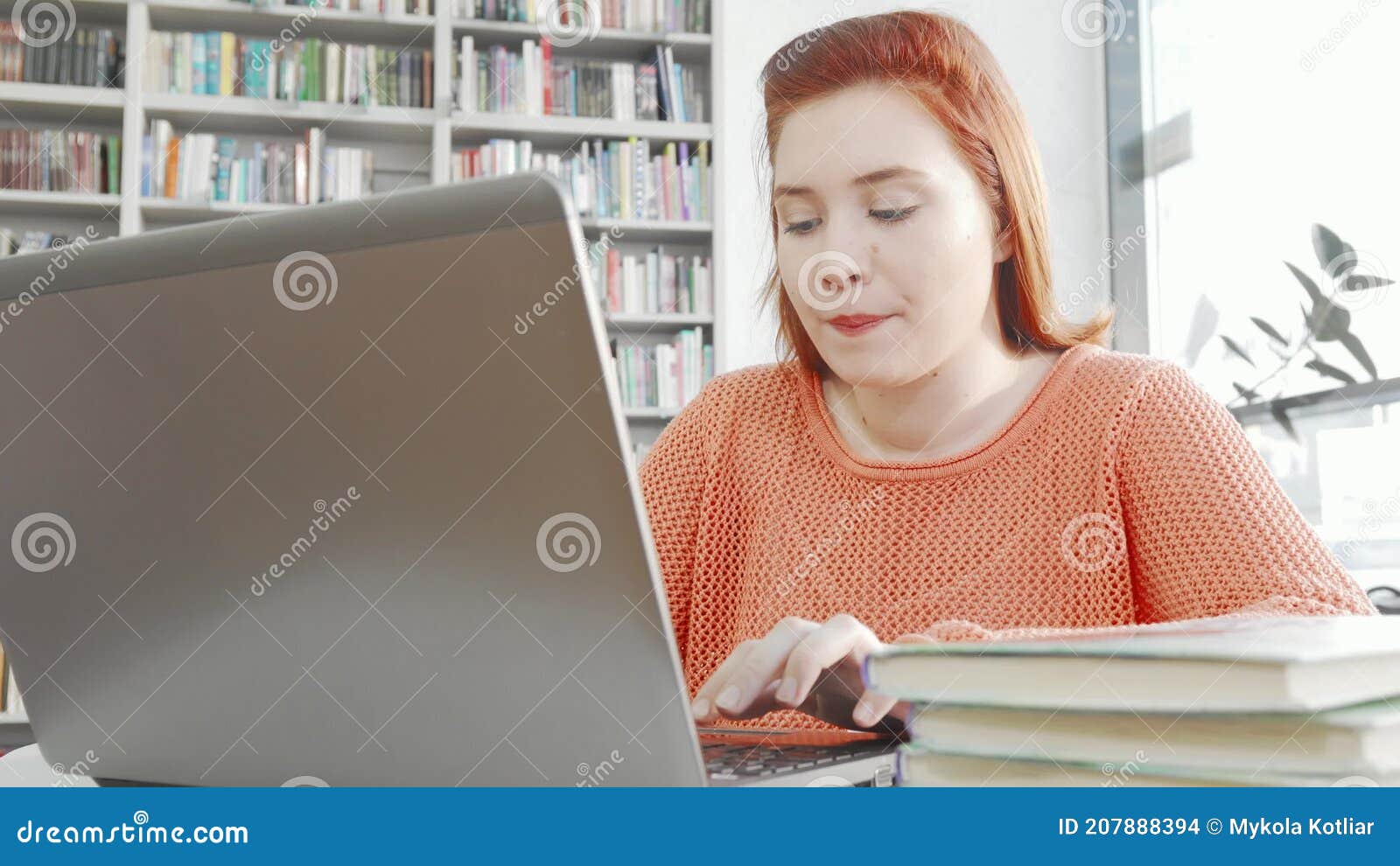 Female Student Using Her Laptop at College Library Stock Footage ...