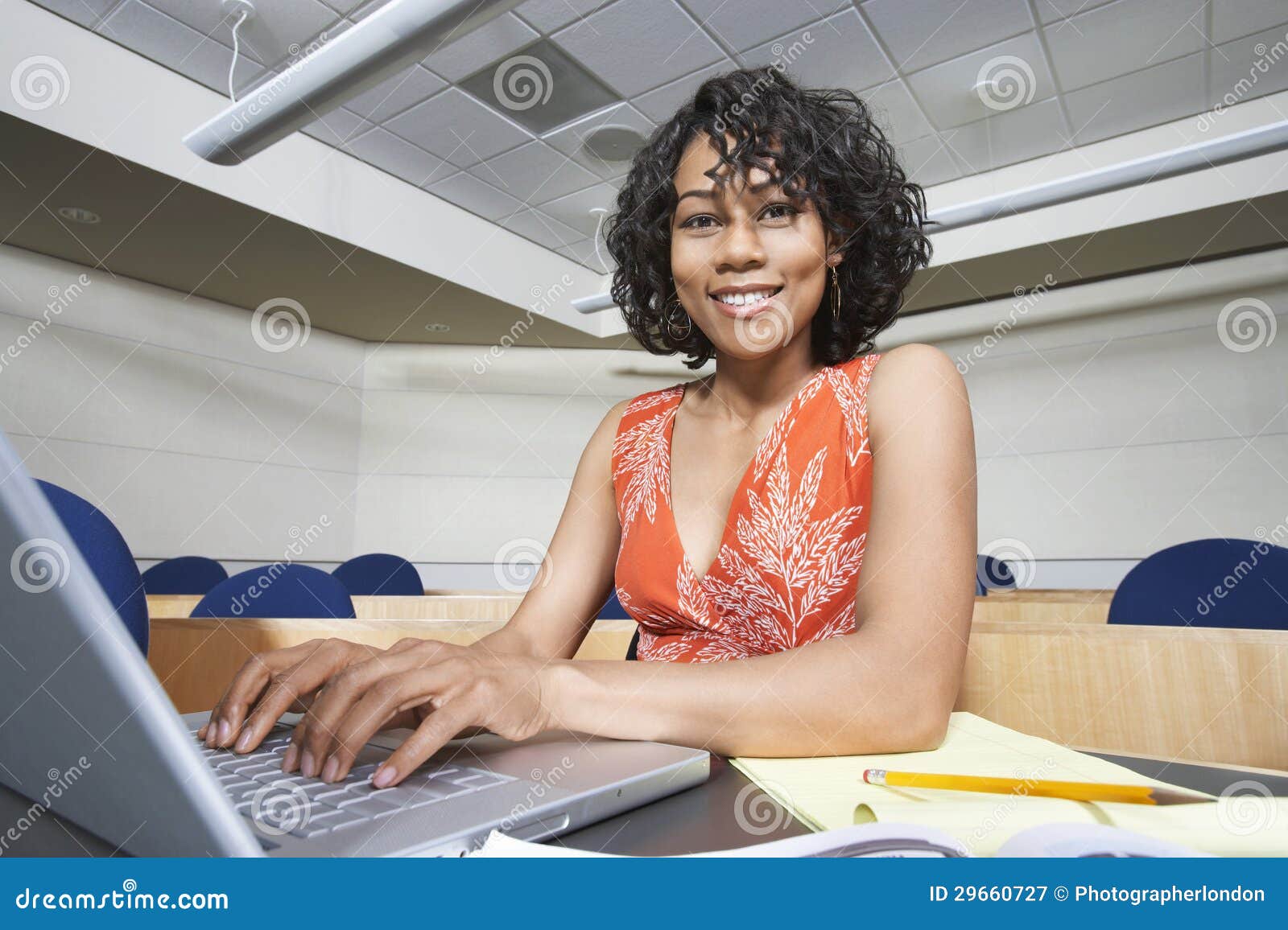 Female Student Using Laptop Stock Image - Image of internet, notepad ...