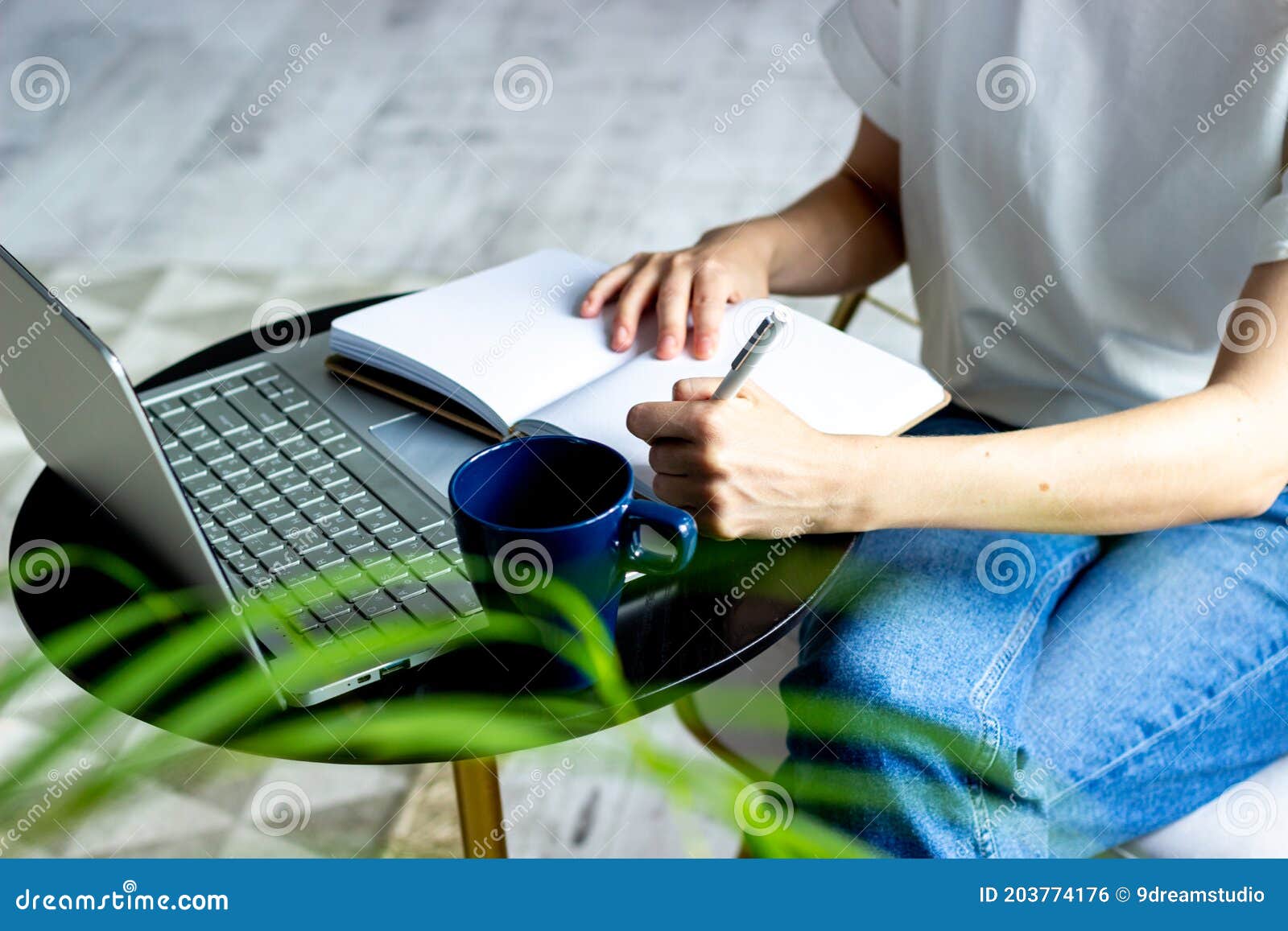 Female Student Using Laptop at Home. Online Education Stock Photo ...