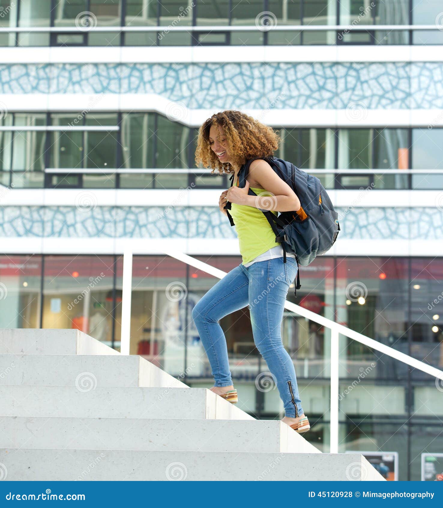 Female Student Walking on Campus Stock Photo - Image of happy, arriving ...