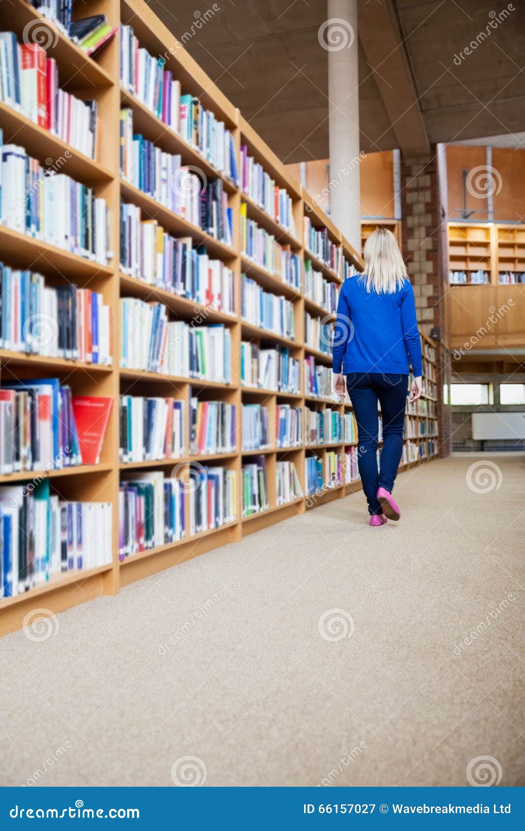 Female Student Walking in the Library Stock Image - Image of ...