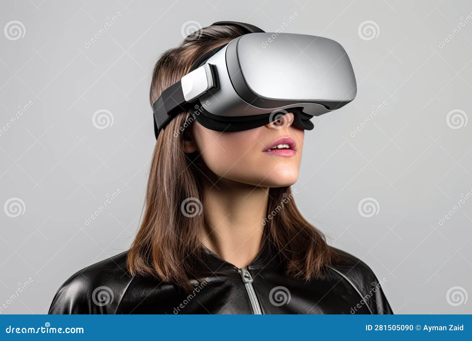 Female Student Wearing Virtual Reality Glasses, Holding Molecular ...