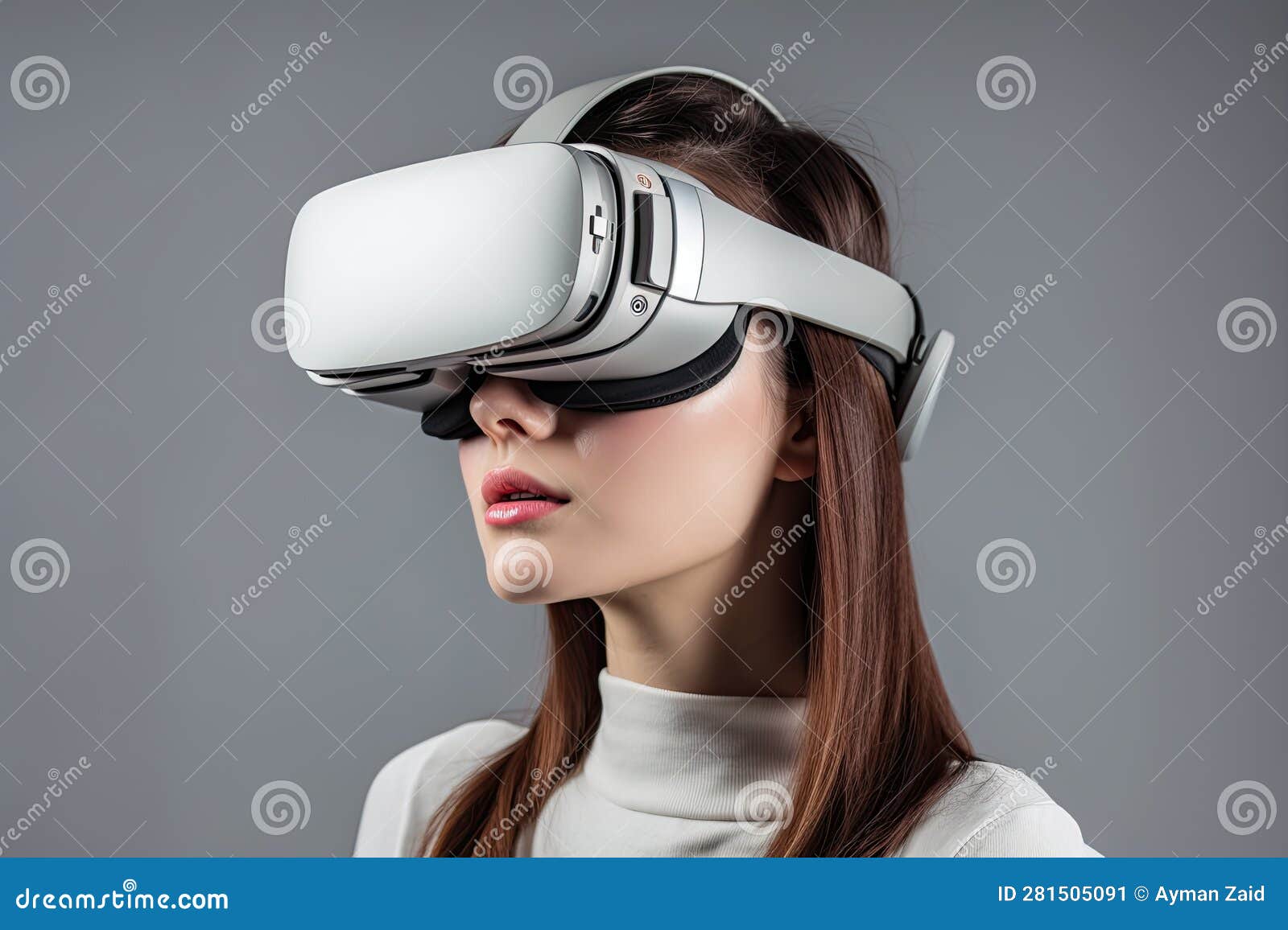 Female Student Wearing Virtual Reality Glasses, Holding Molecular ...