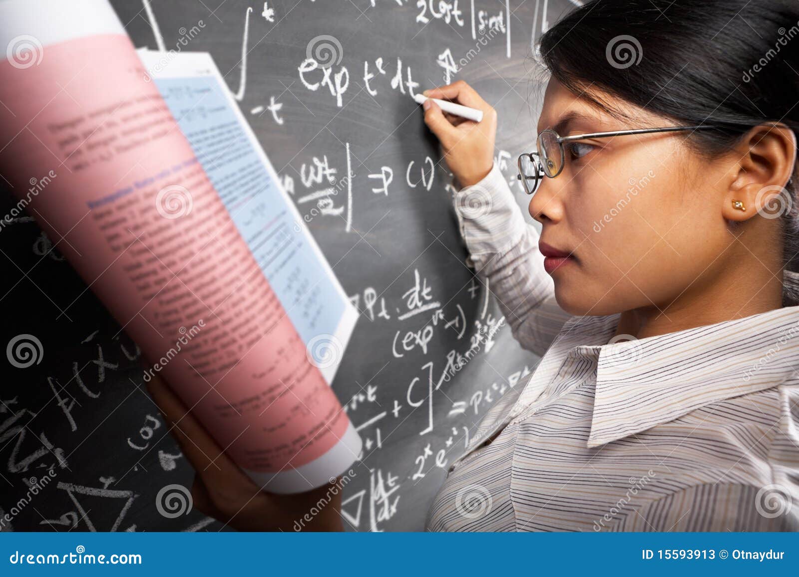 Female Student Working on Equation Stock Image - Image of book, smart ...