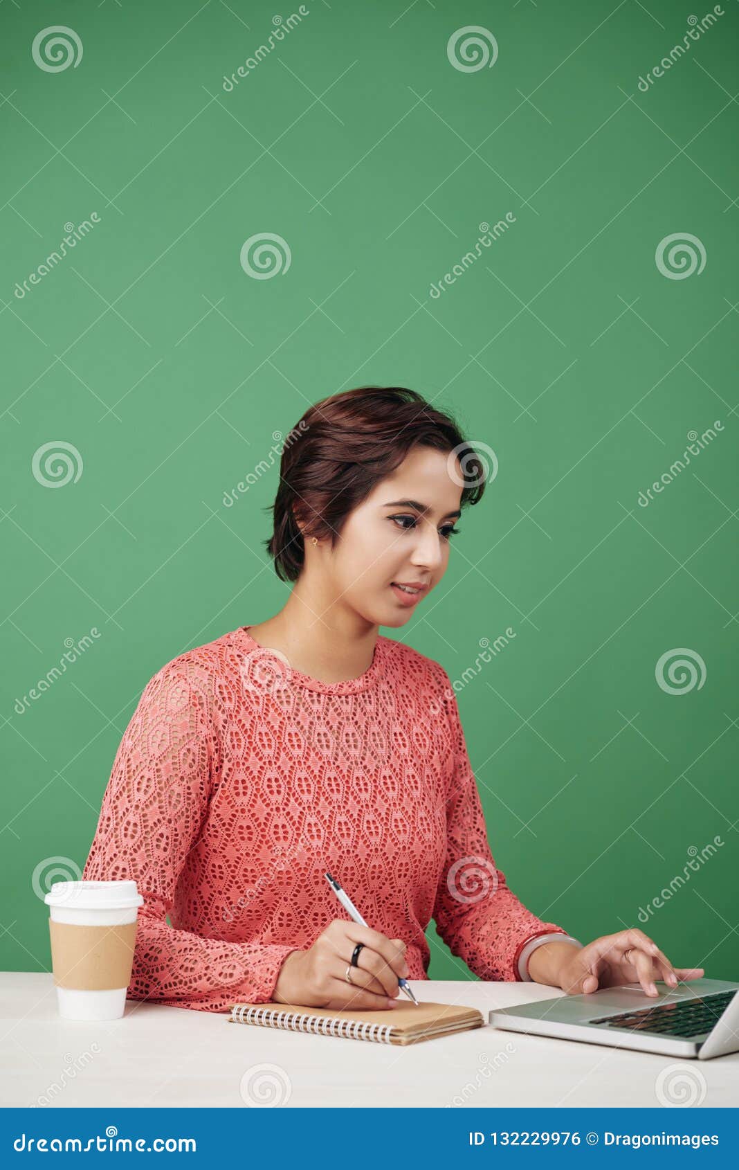 Female Student Working on Project Stock Photo - Image of online ...