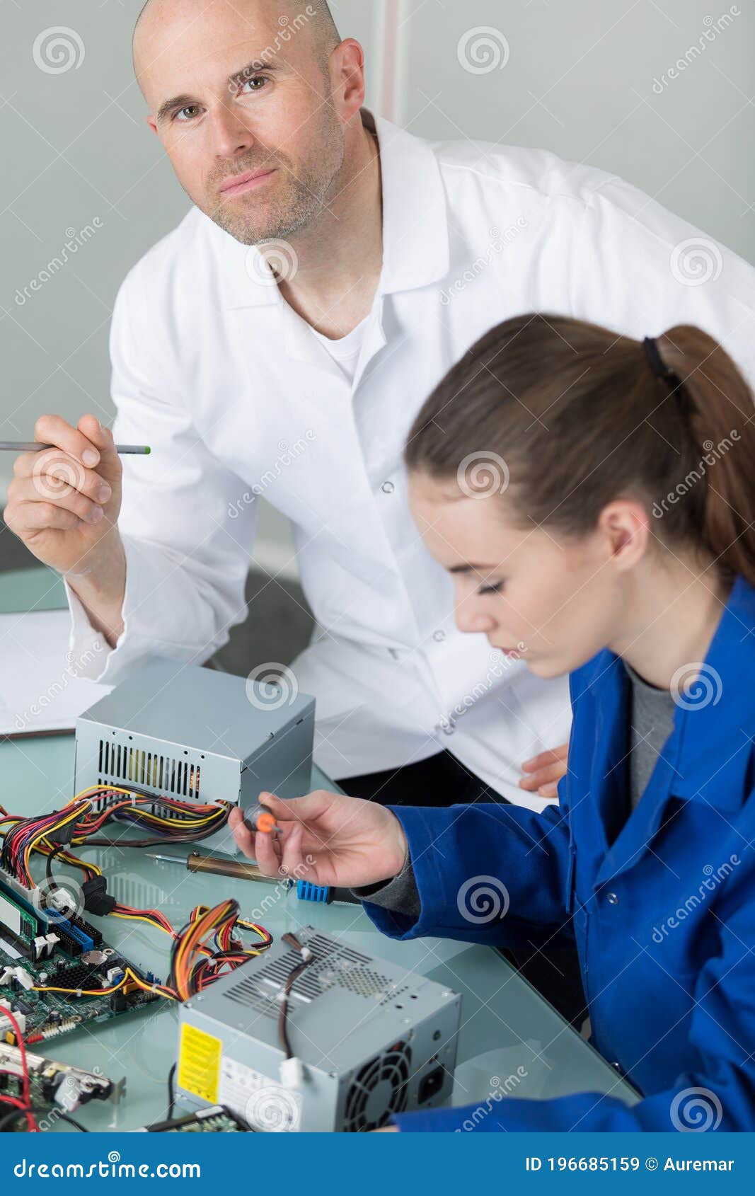 Female Student in Workshop Electrical Engineering Stock Image - Image of apparatus, experiment ...