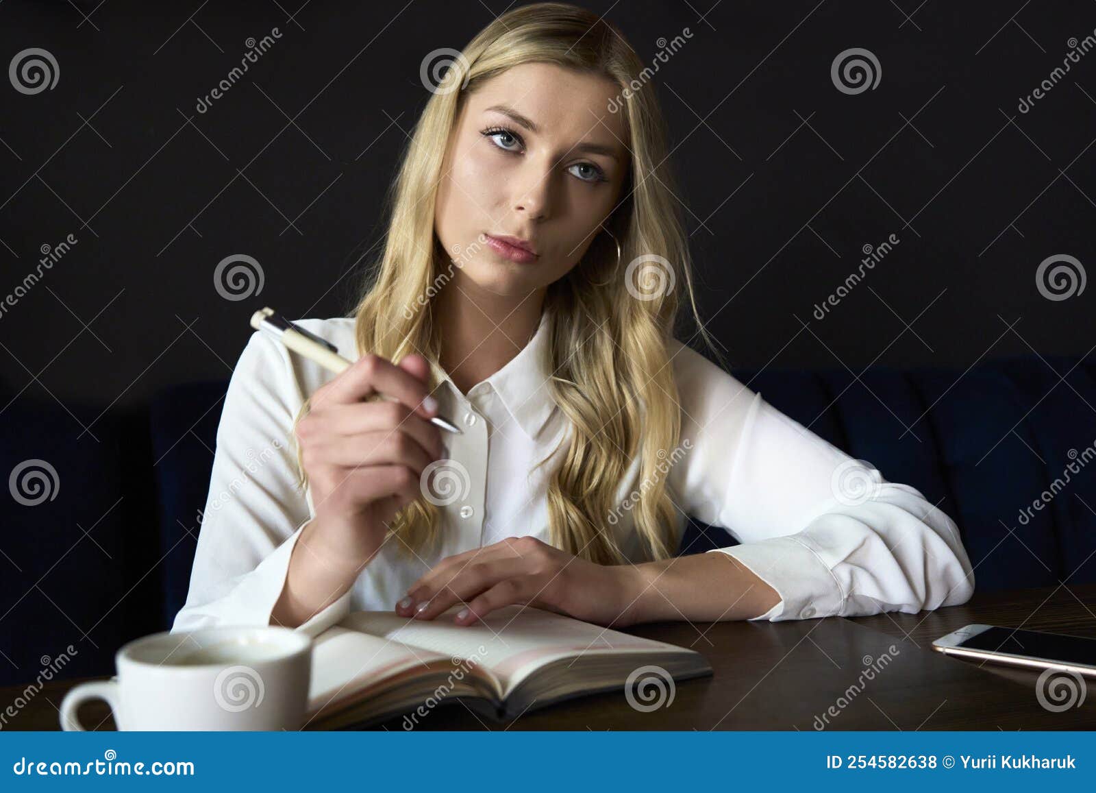 Female Student Writing Organisation Plan in Textbook for Education ...