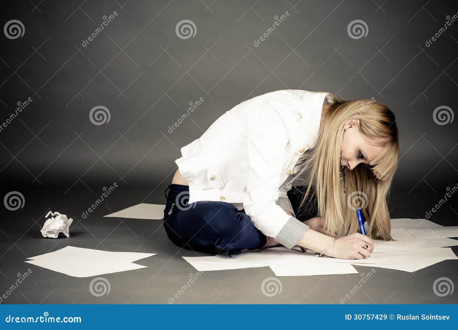 Female Student Writing on Paper Stock Image - Image of invent, sheets ...