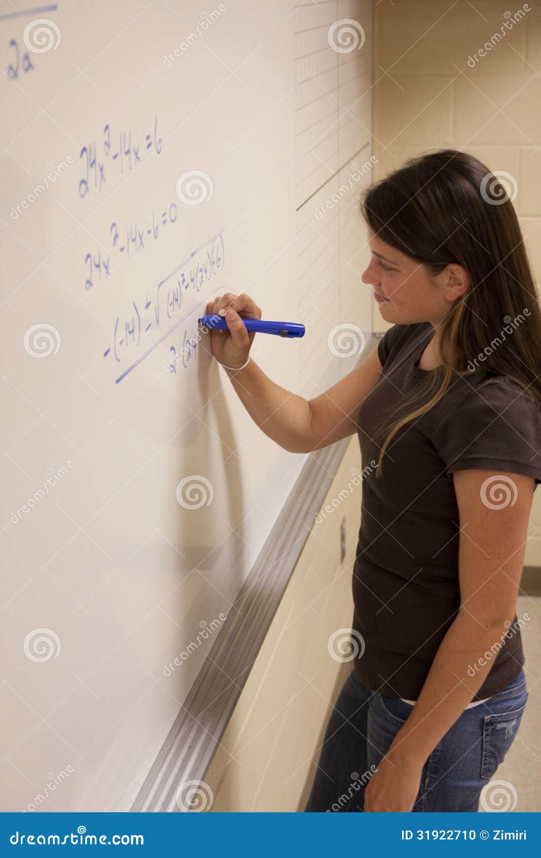 Female Student Writing on Whiteboard Stock Photo - Image of knowledge ...