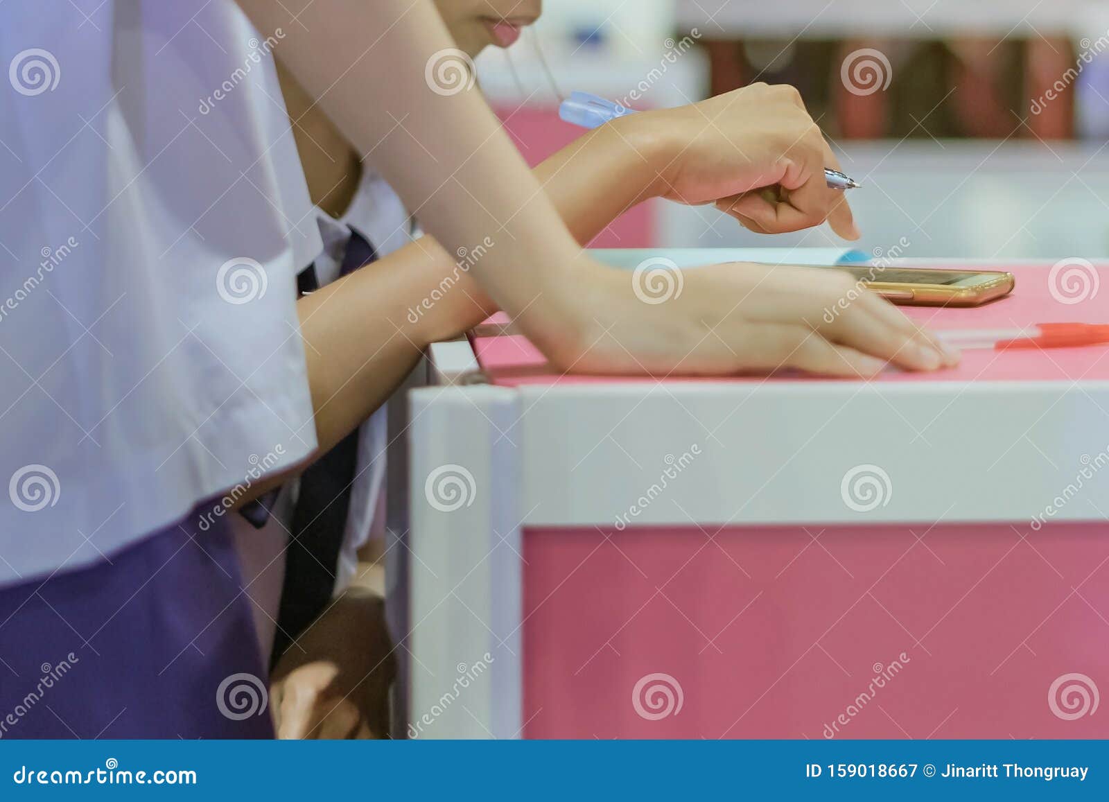 Female Students Answering Questionnaires Stock Image - Image of event ...