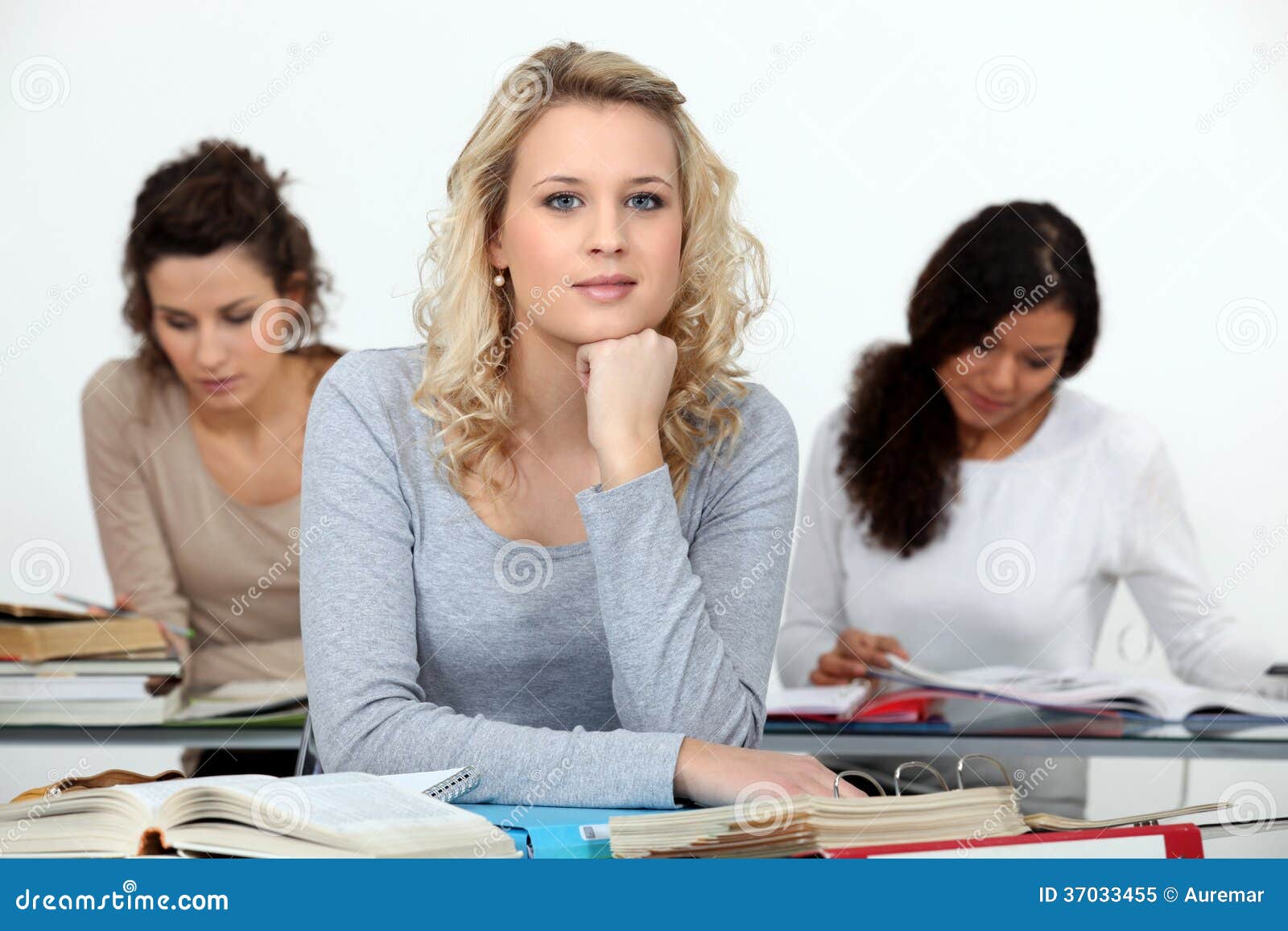 Female students in class stock image. Image of elementary - 37033455