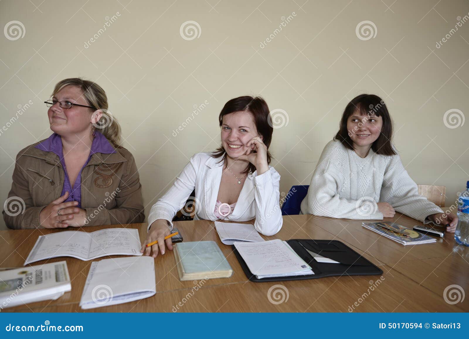 Female Students in Classroom Editorial Stock Image - Image of exam ...