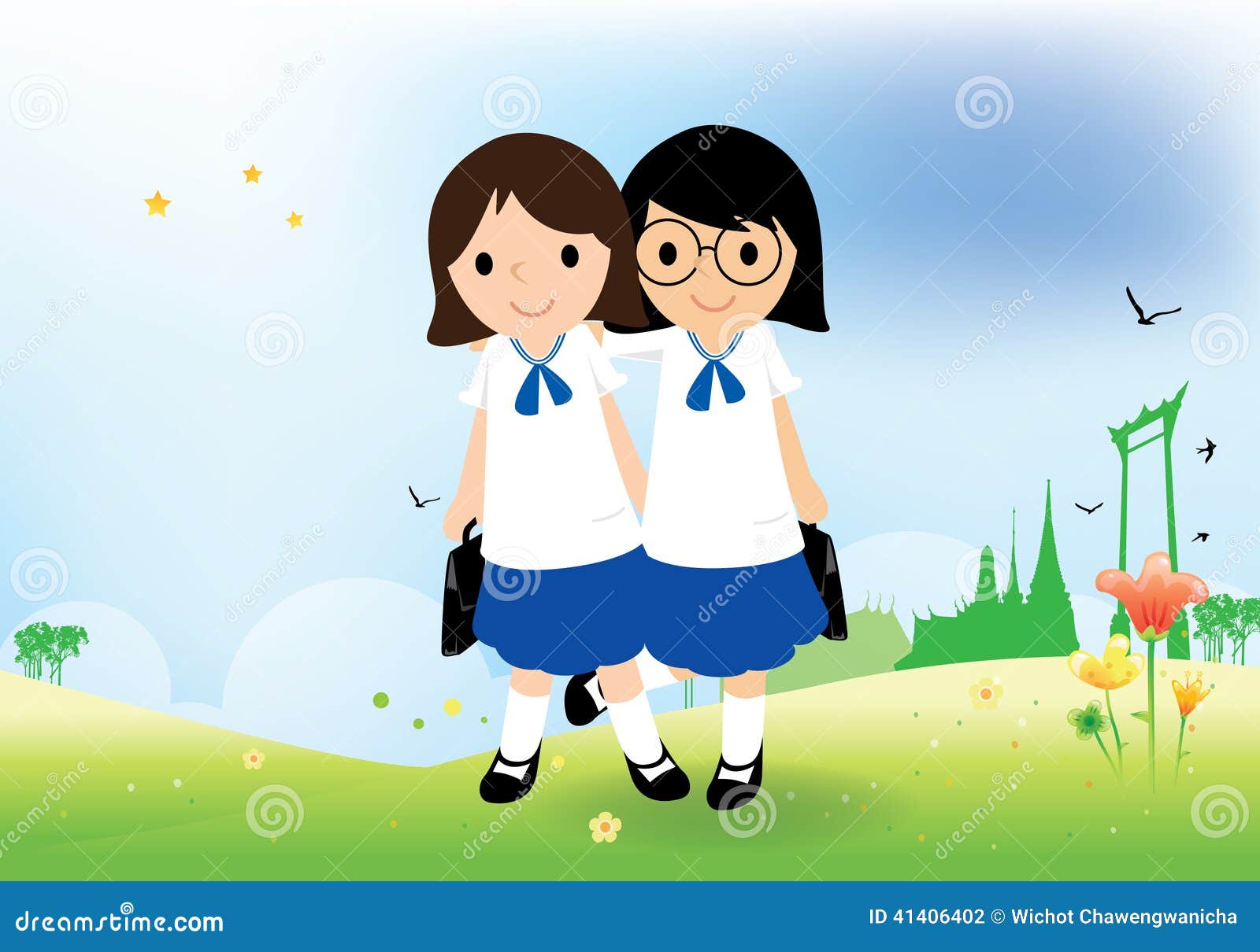 Female Students cute stock vector. Illustration of cheerful - 41406402