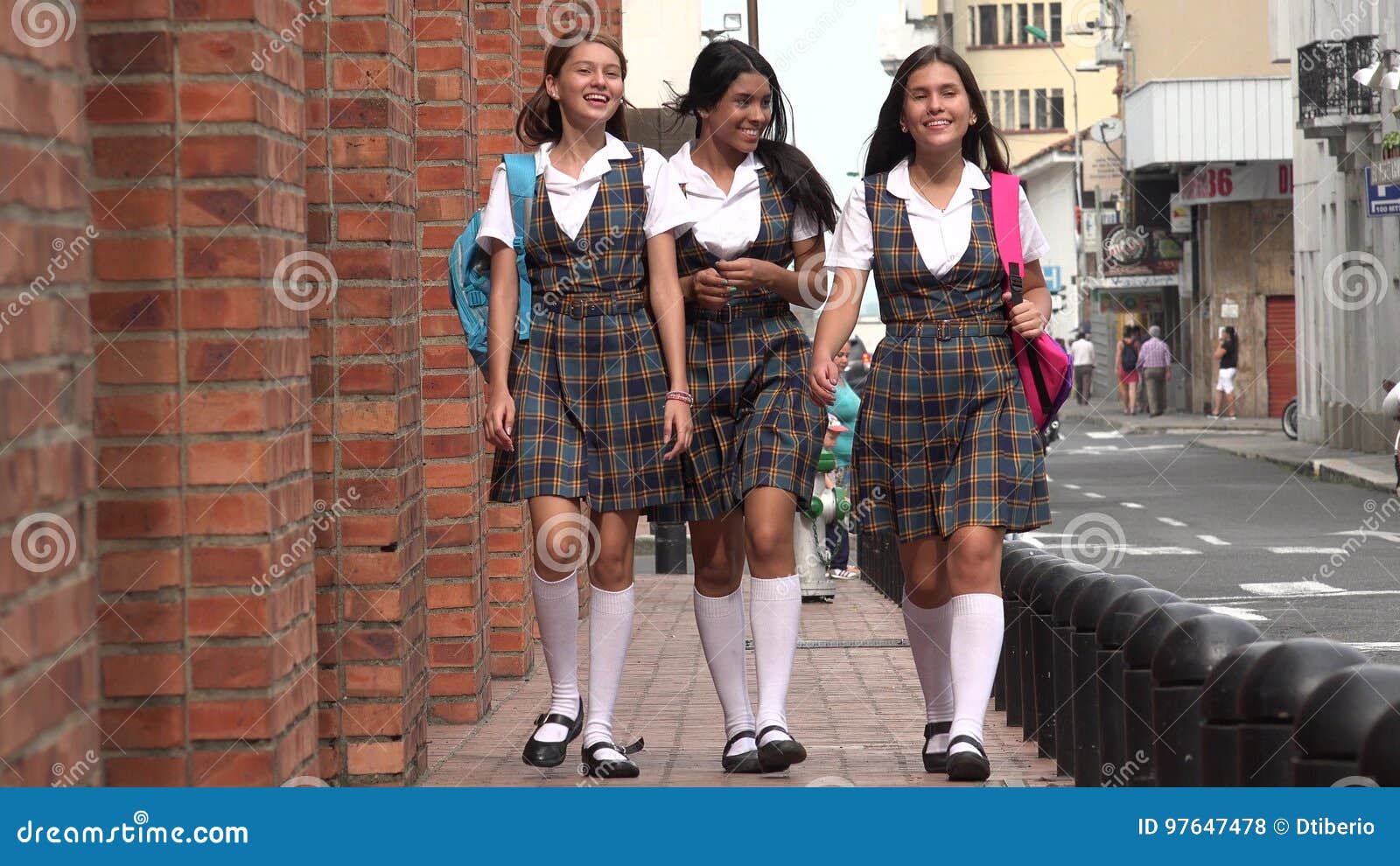 Female Students Urban Area stock photo. Image of buildings - 97647478
